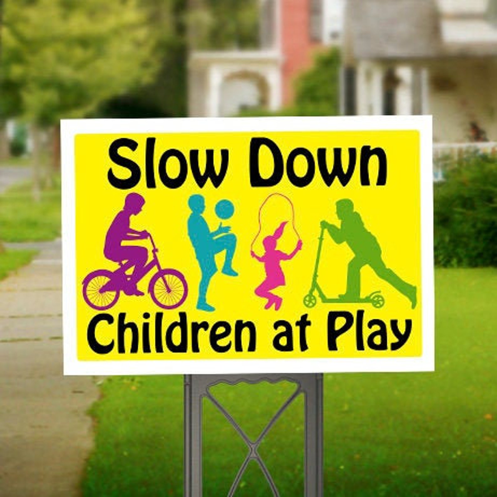 Slow Down - Children at Play - 18x24" Yard Sign With Stake - Fast Free ...