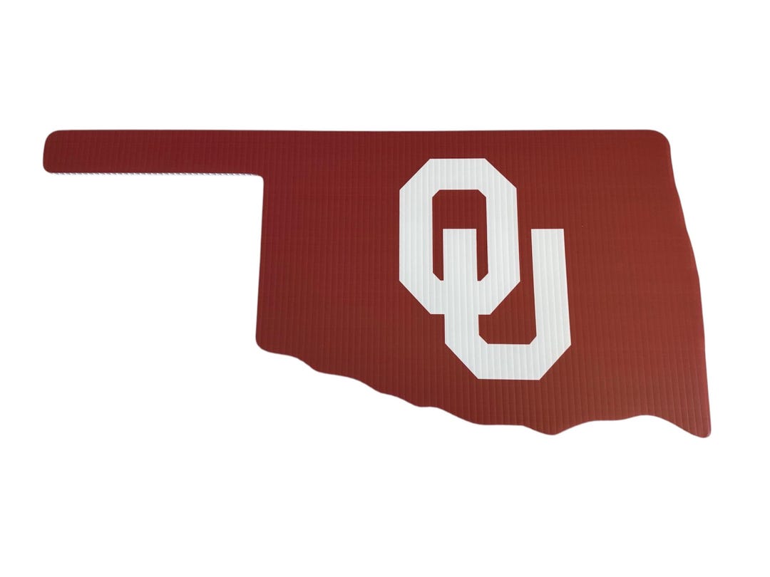 Oklahoma OU Shaped Garden Sign With Stake - Fast Free Shipping ...