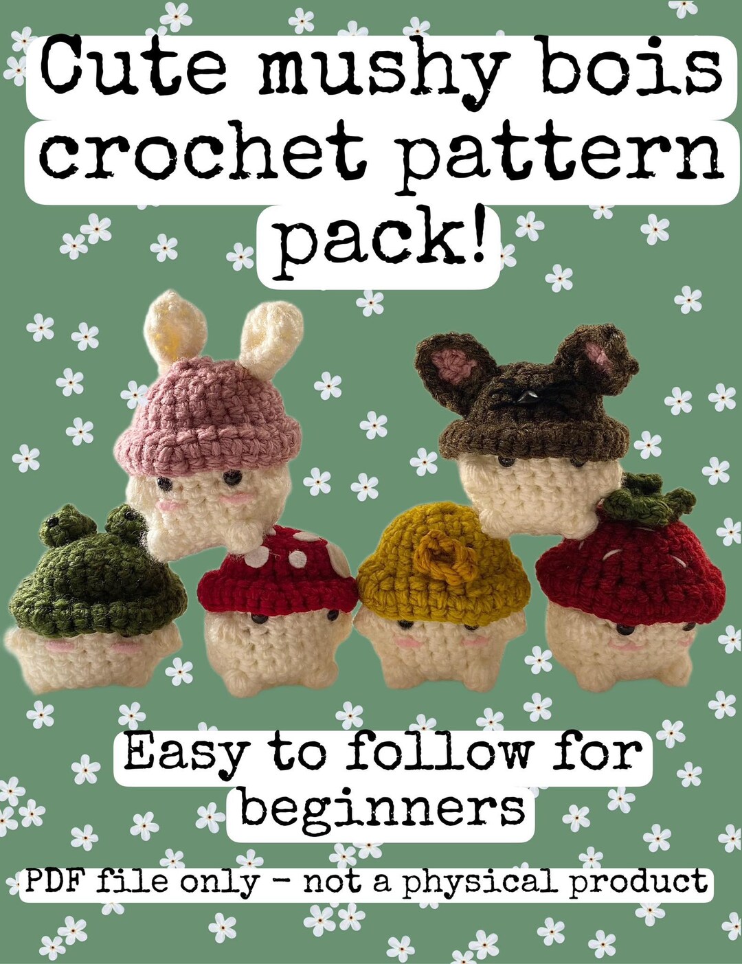 Mushy Boi Crochet Pattern Pack - 6 Designs - Mushroom Crochet Pattern ...