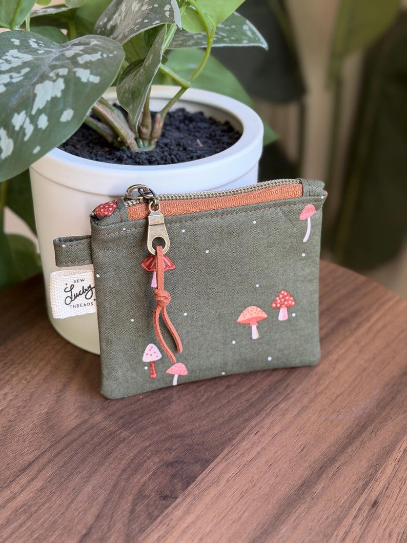 Mushroom, Toadstool Travel Pouch Bag Set, Forest, Green Cotton ...