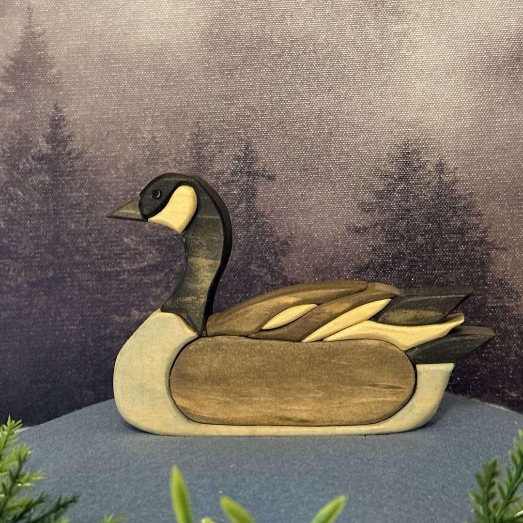 Wooden Canadian Goose Intarsia Figurine - Etsy