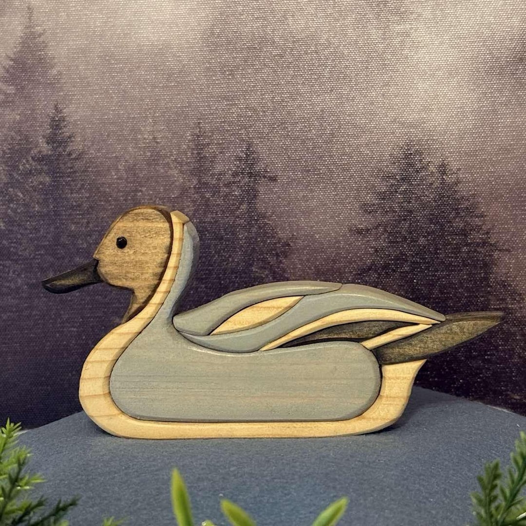 Wooden Northern Pintail Duck Intarsia Figurine - Etsy
