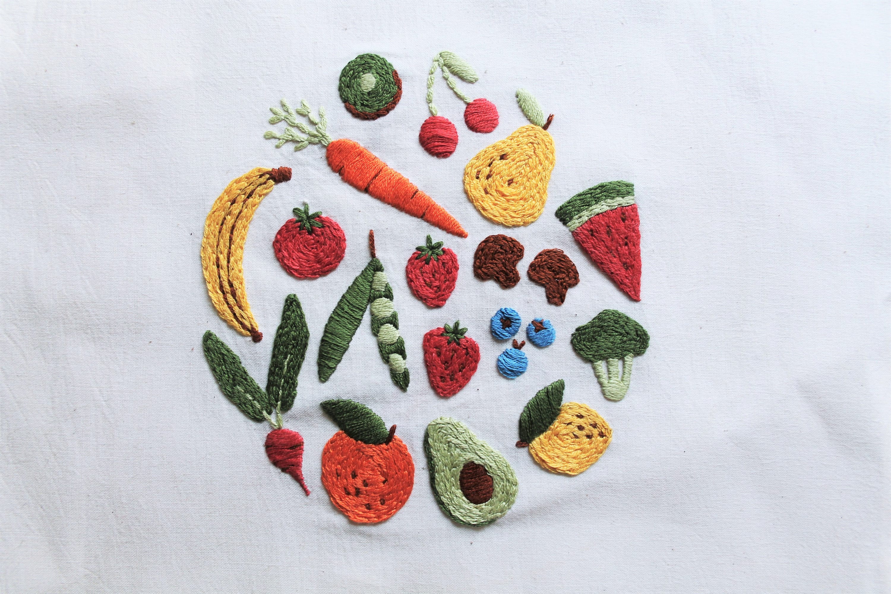Fruit and Veggie Embroidery Digital PDF Guide / Digital Hand Embroidery ...