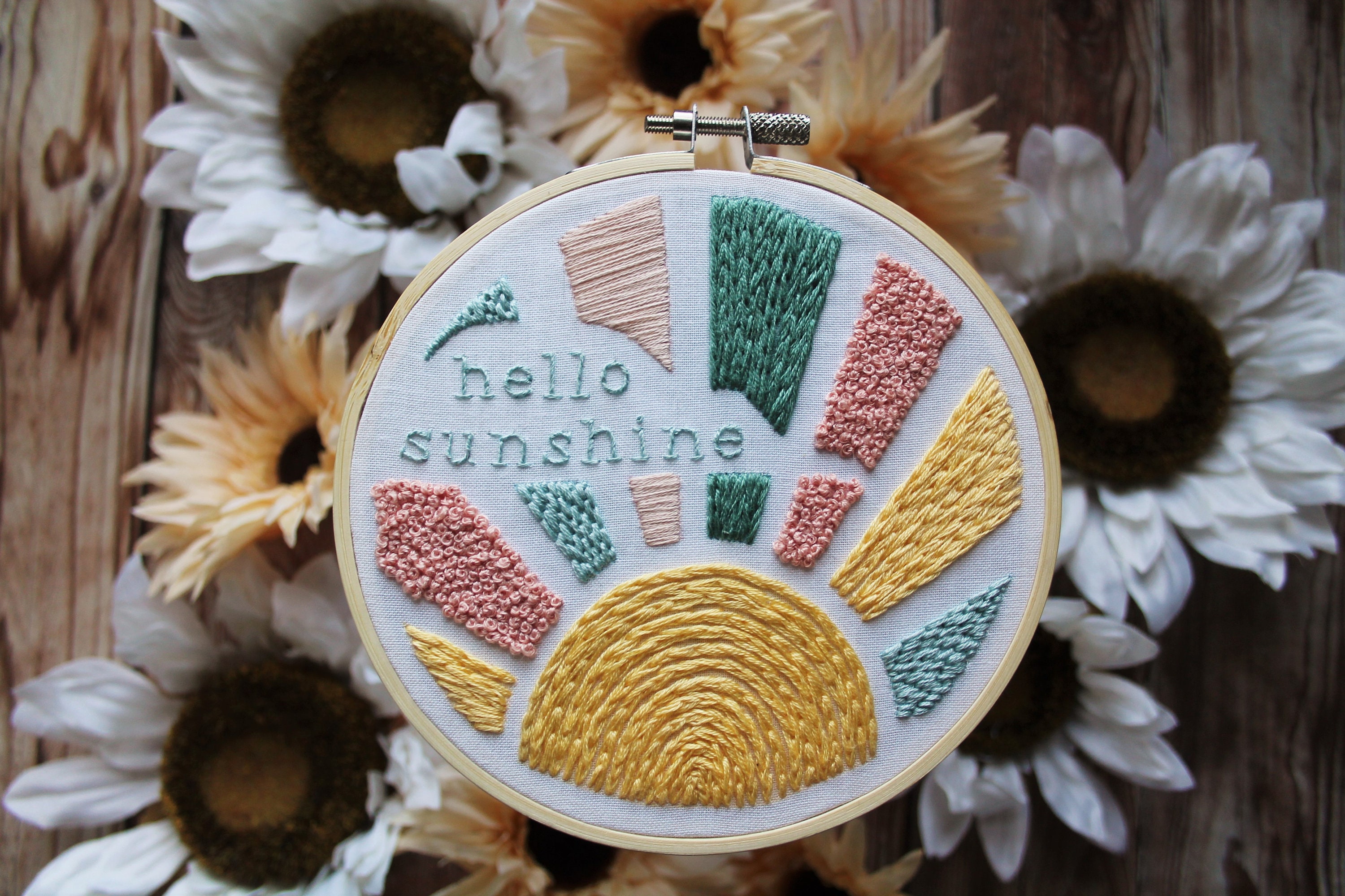 Hello Sunshine Embroidery Kit / Digital Hand Embroidery - Etsy