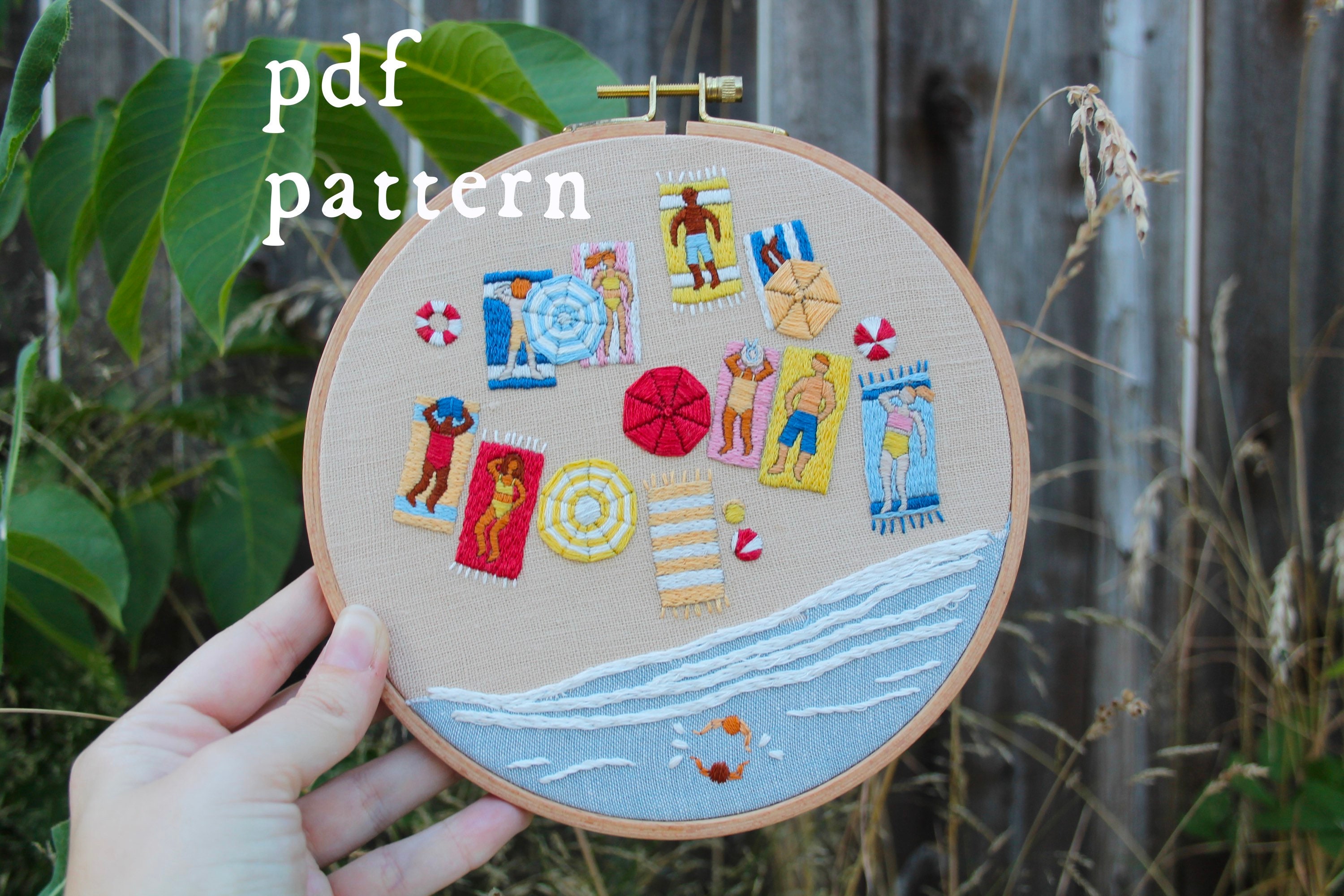 Sunbathers Embroidery Pattern PDF / Digital Hand Embroidery - Etsy