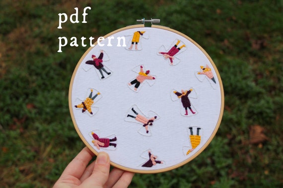 Snow Angels Winter Embroidery Pattern PDF / Digital Hand - Etsy