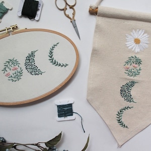 Moon Magic Embroidery Pattern PDF / Floral Moon Phase / Digital Hand ...