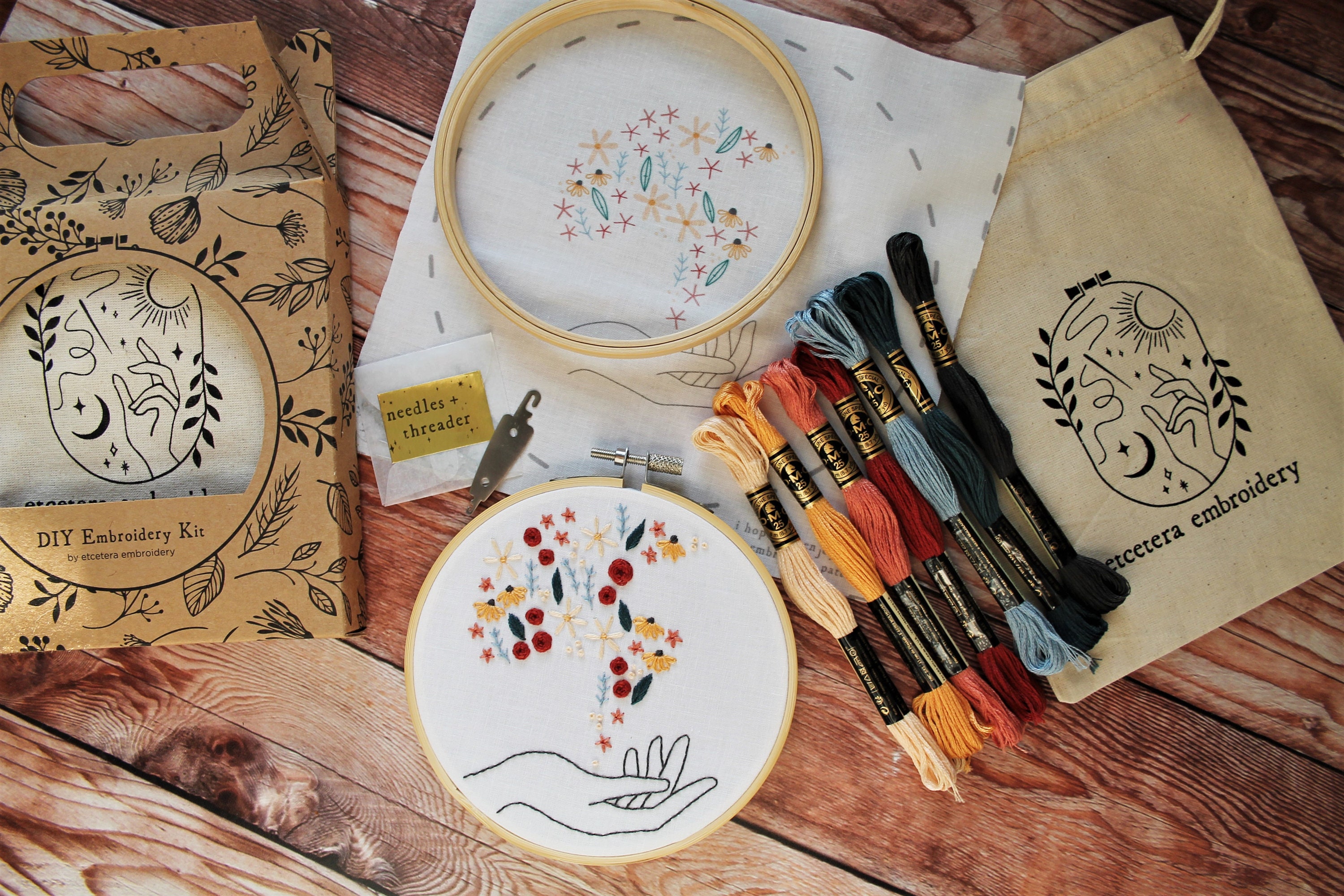 Floating Floral Magic Embroidery Kit / Hand Embroidery Pattern | Etsy