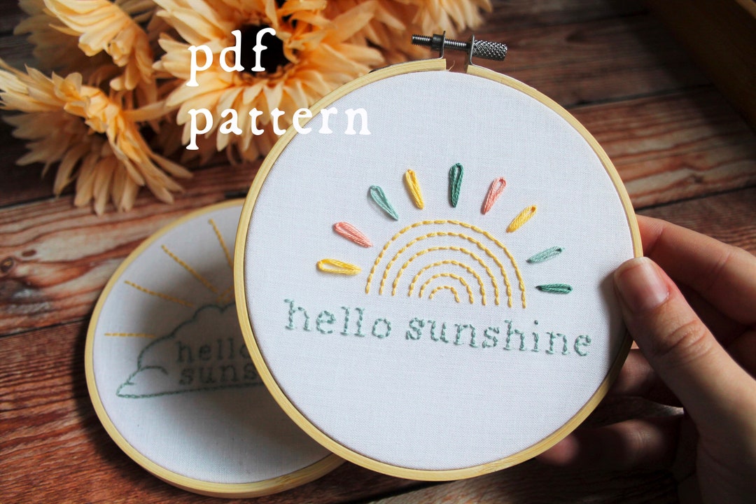 Hello Sunshine Beginner Embroidery Pattern PDF / Digital Hand ...