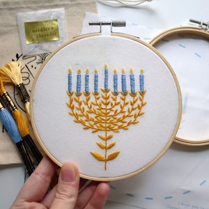 Lighting the Menorah Embroidery Kit / Digital Hand Embroidery Pattern ...