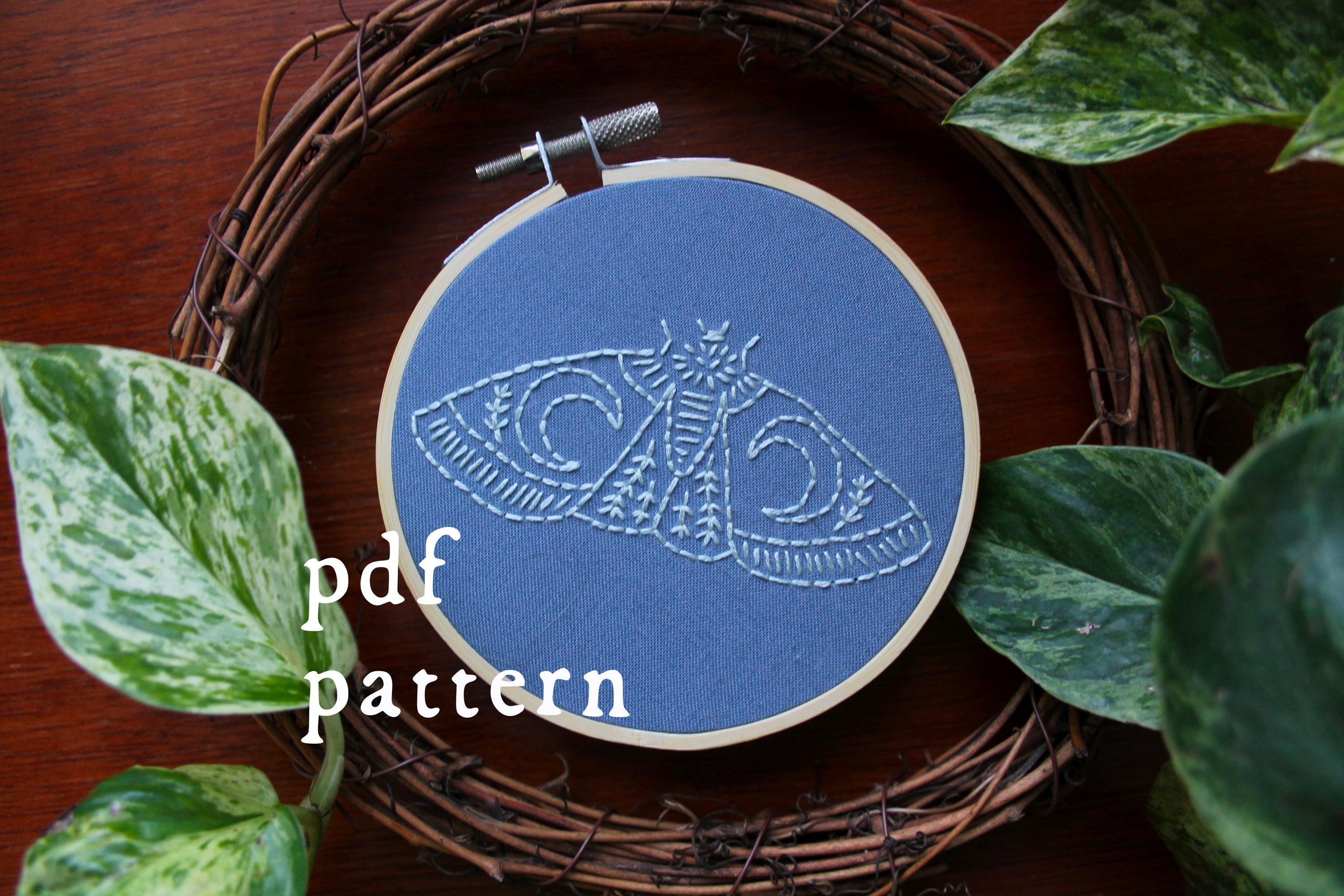 Moon Moth Embroidery Pattern / Digital Hand Embroidery Pattern | Etsy