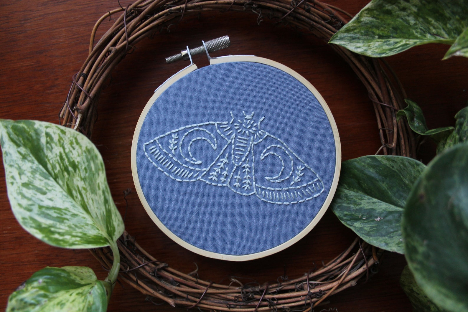 Moon Moth Embroidery Pattern / Digital Hand Embroidery Pattern | Etsy