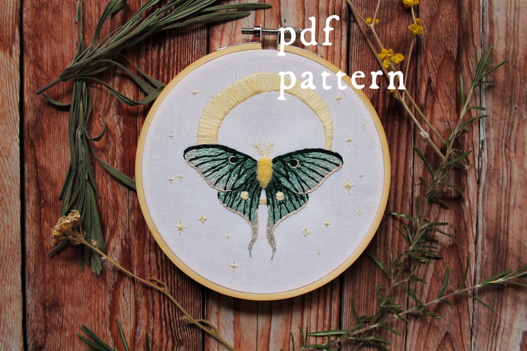 Luna Moth Embroidery Pattern PDF / Digital Hand Embroidery Pattern ...