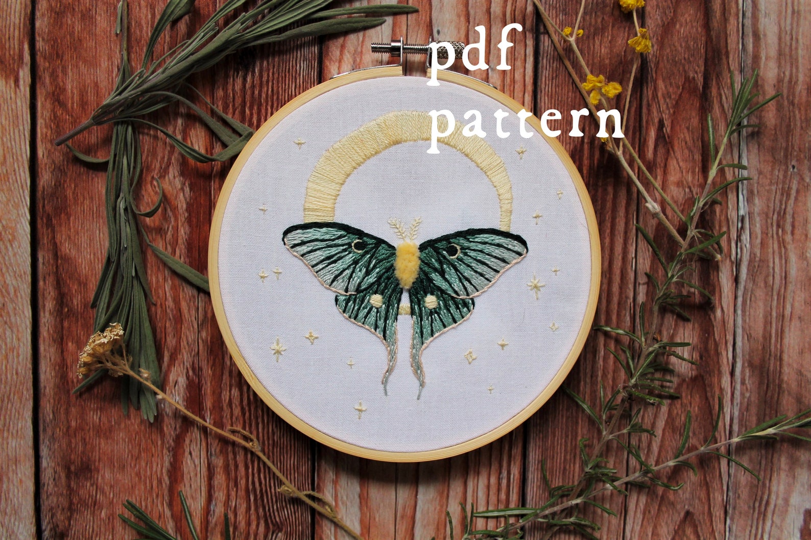 Luna Moth Embroidery Pattern PDF / Digital Hand Embroidery | Etsy UK