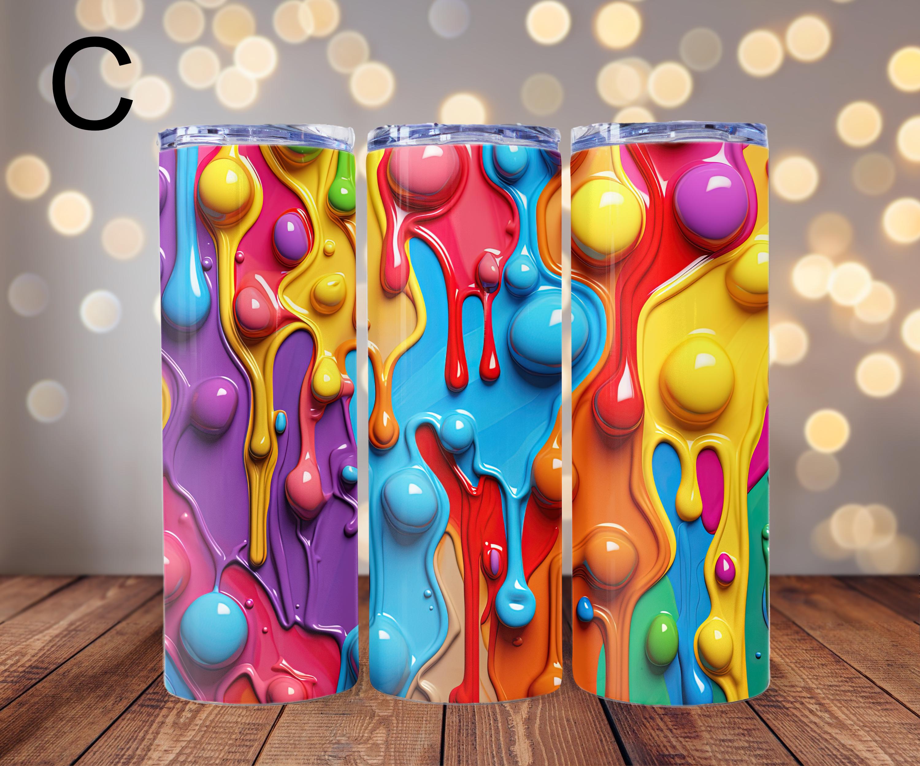 Choose From 7 Different 3D Dripping Vibrant Paint Colors | 20oz Skinny ...