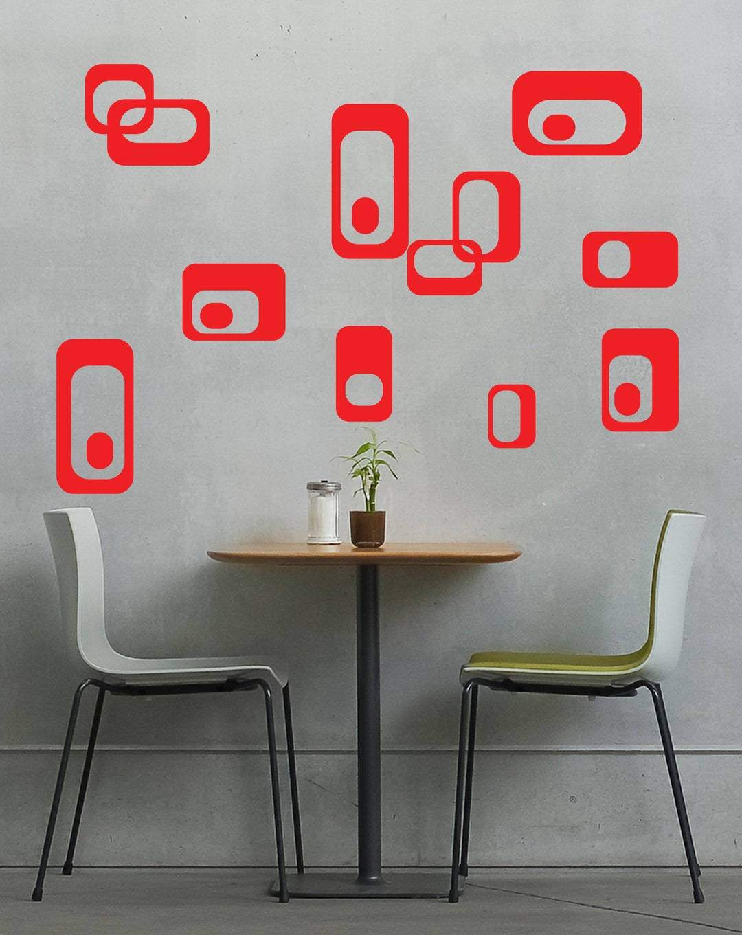 12 Assorted Size Mid Century Modern Rectangles Decals for Living Room ...