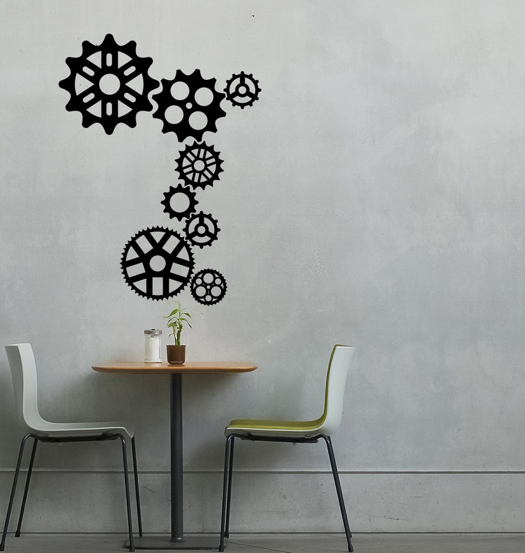 16 Assorted Size Gears Decal for Living Room, Bedroom, Game Room, Den ...