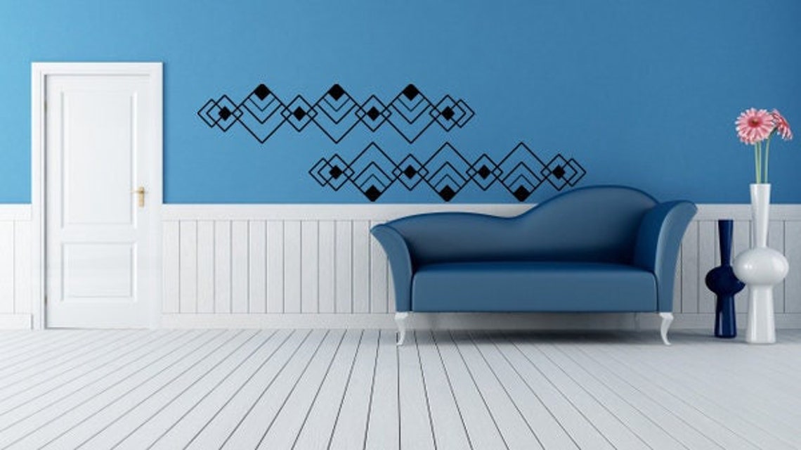 Art Deco Interlocking Diamond Vinyl Wall Decal - Etsy