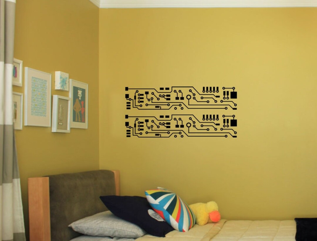 Circuit Board Wall Decal (2 Strips 5" X 24") for Living Room, Bedroom ...