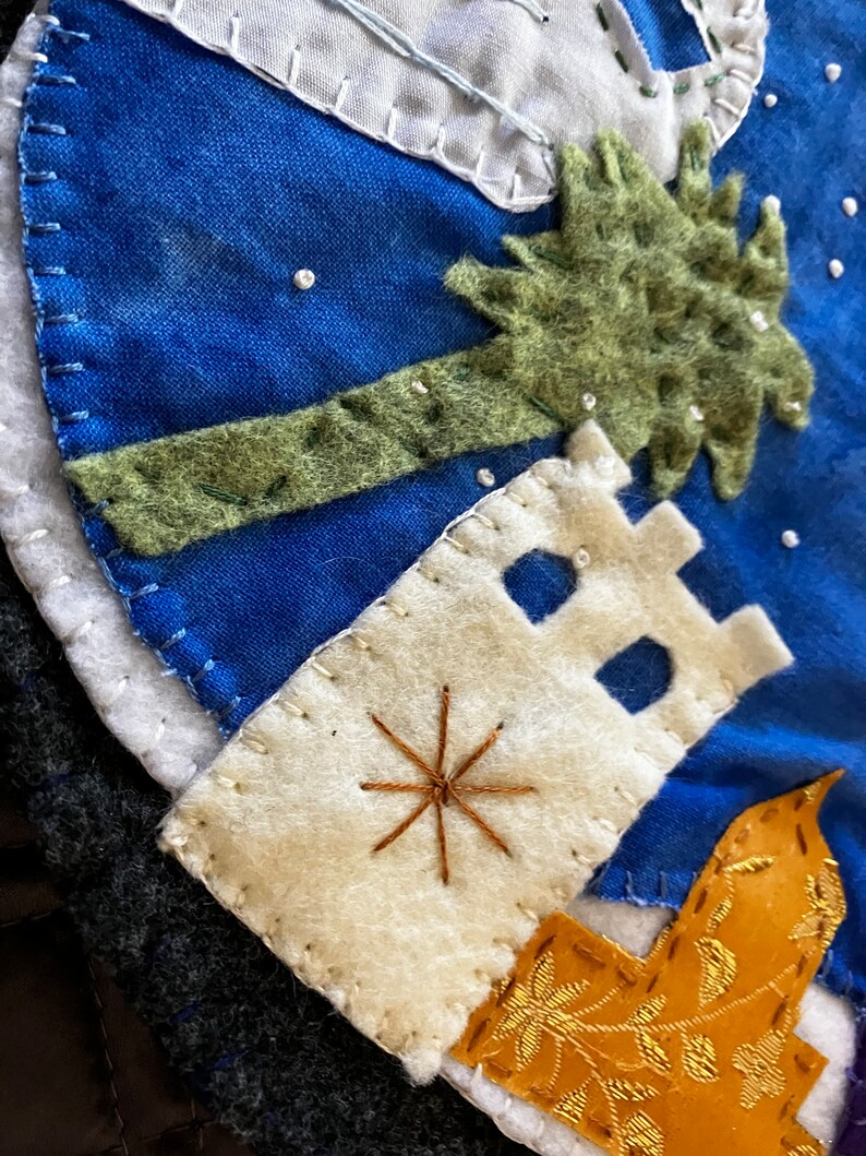 Handcrafted O Holy Night Sky Winter Felt Candle Mat Celebrations Hand ...