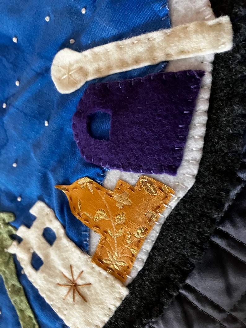 Handcrafted O Holy Night Sky Winter Felt Candle Mat Celebrations Hand ...