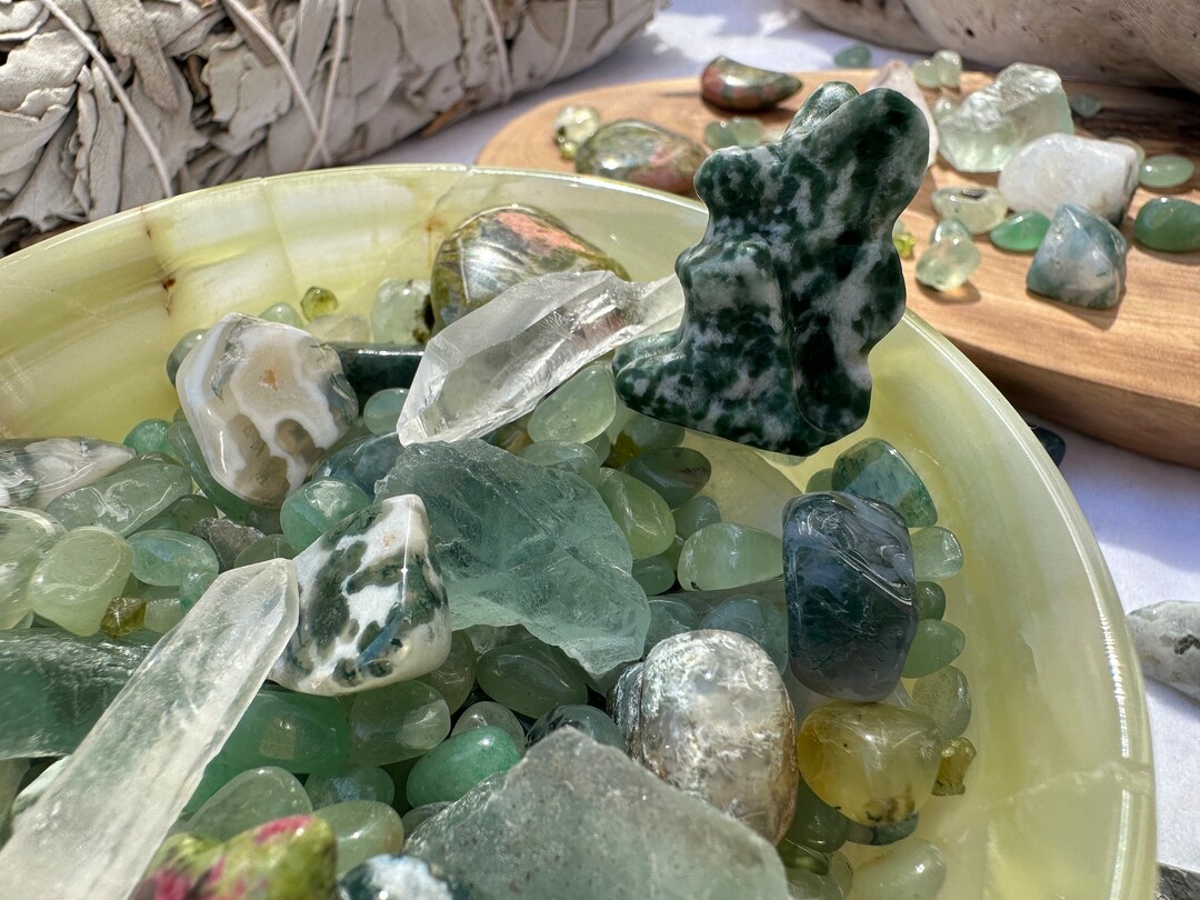 Deep Forest Garden Abundance Green Crystal Confetti Heart Chakra ...