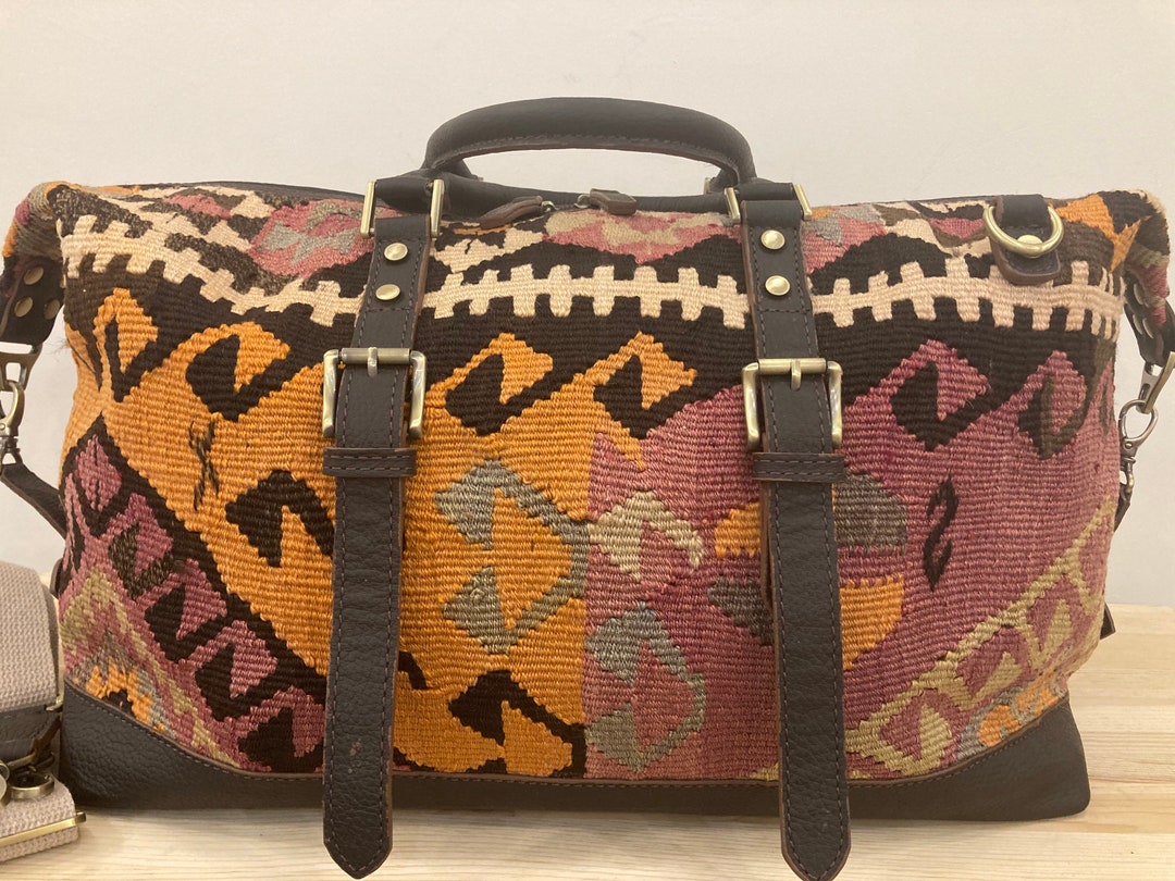 Duffel Bag, Handmade Clothing, Travel Cabin Bag, Turkish Kilim Boho Bag ...