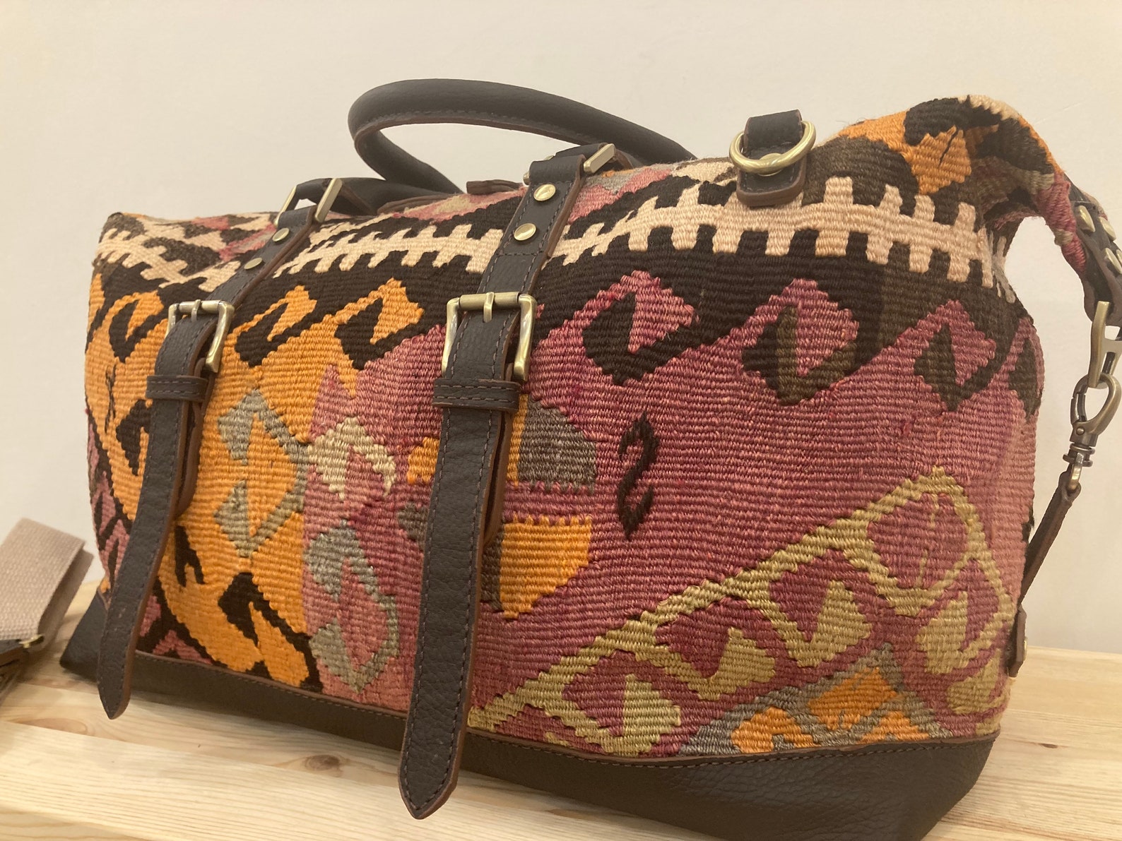 Duffel Bag, Handmade Clothing, Travel Cabin Bag, Turkish Kilim Boho Bag ...