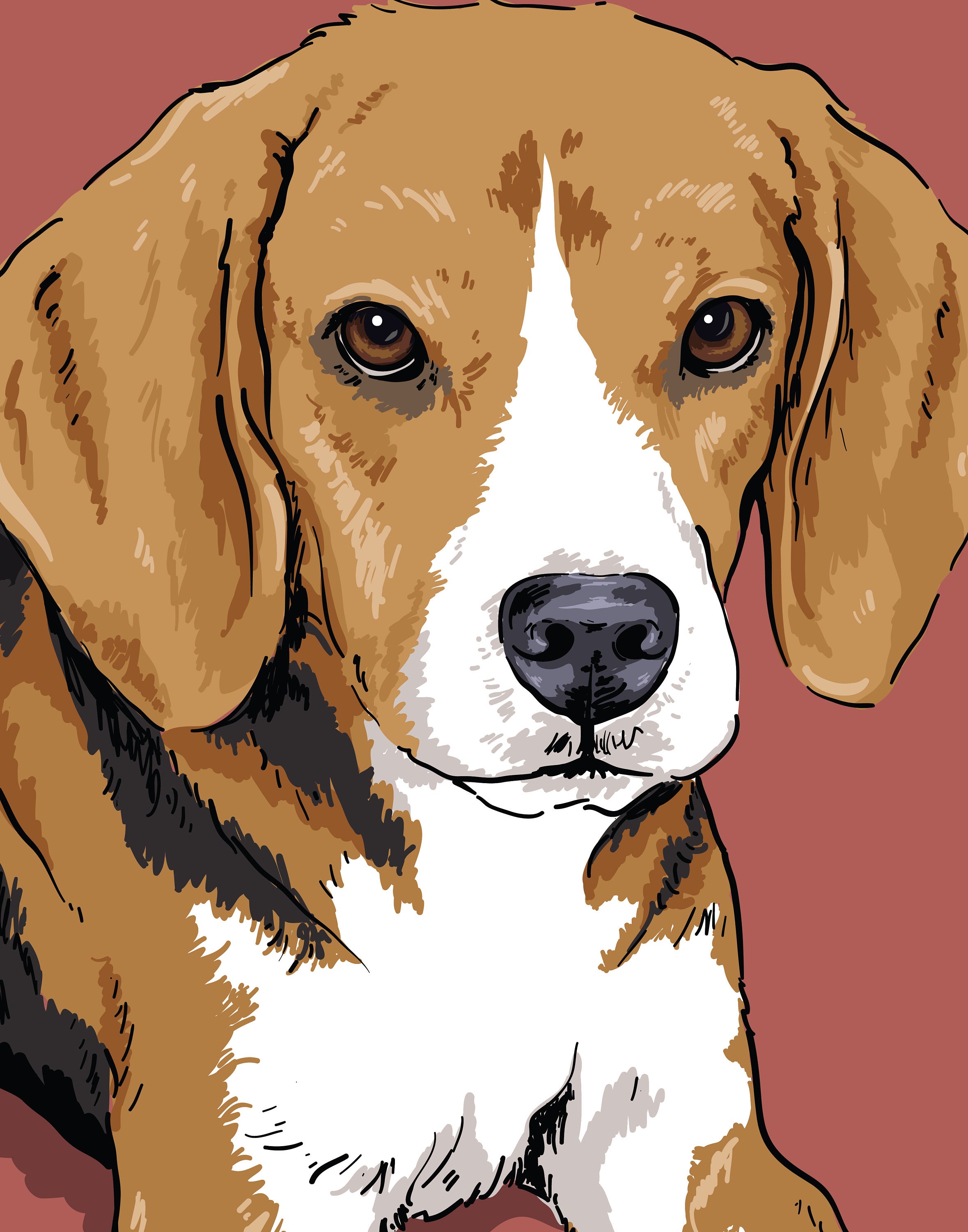 Beagle Portrait, Beagle Hound Art, Digital Artwork Download, Dog Art ...