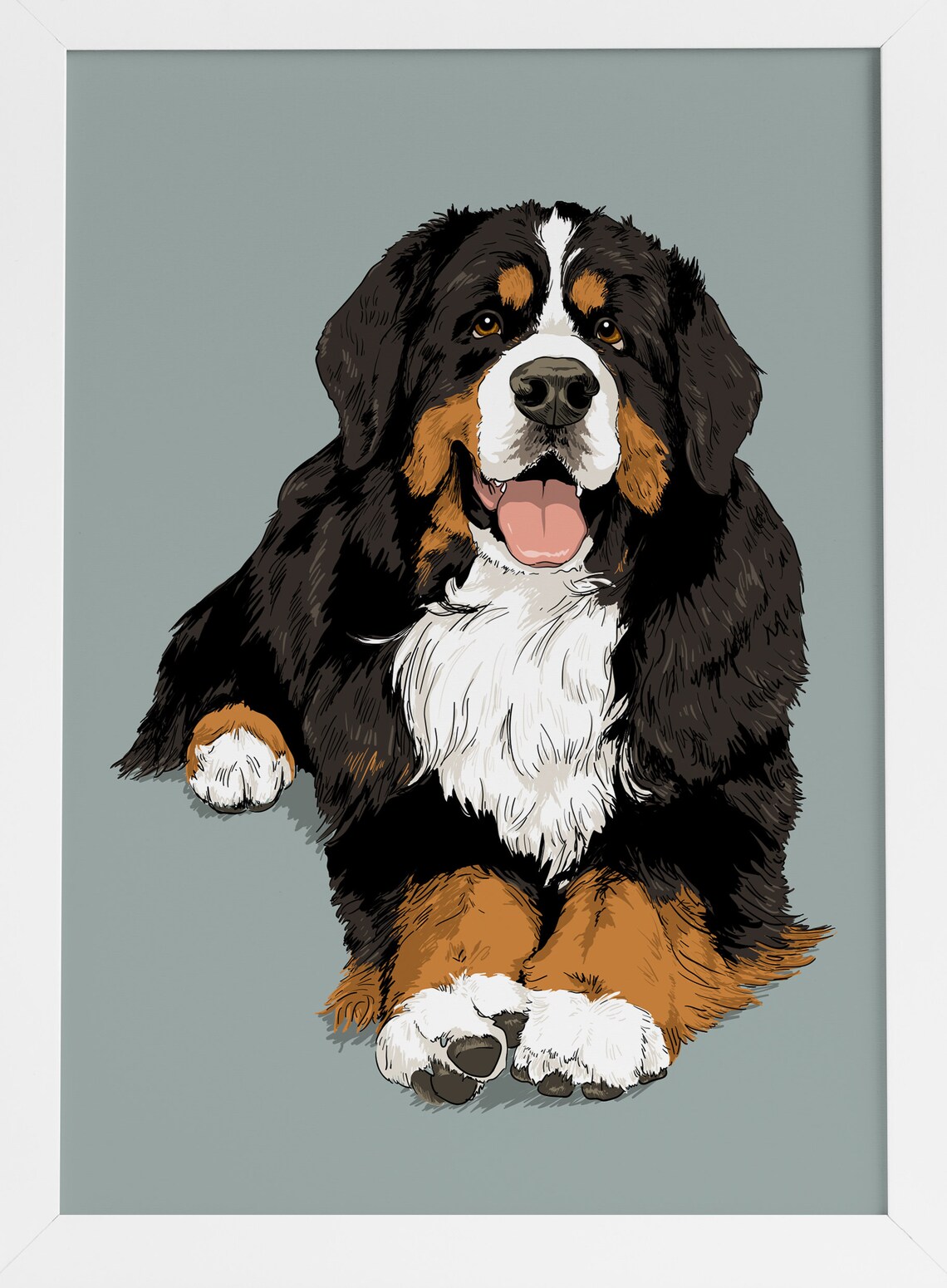 Bernese Mountain Dog Portrait Bernese Mountain Dog Art - Etsy
