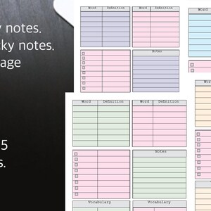 Printable Sticky Notes, Sticky Notes, Vocabulary, Vocabulary Sticky ...