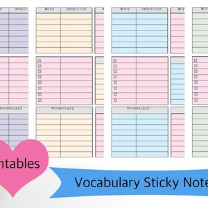 Printable Sticky Notes, Sticky Notes, Vocabulary, Vocabulary Sticky ...
