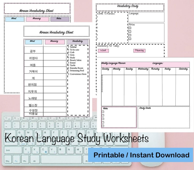 Korean Language Study Worksheets Instant Download - Etsy