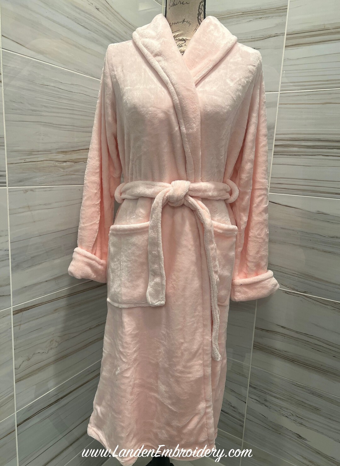 Light Pink Fleece Robe Personalized With Custom Embroidery - Etsy