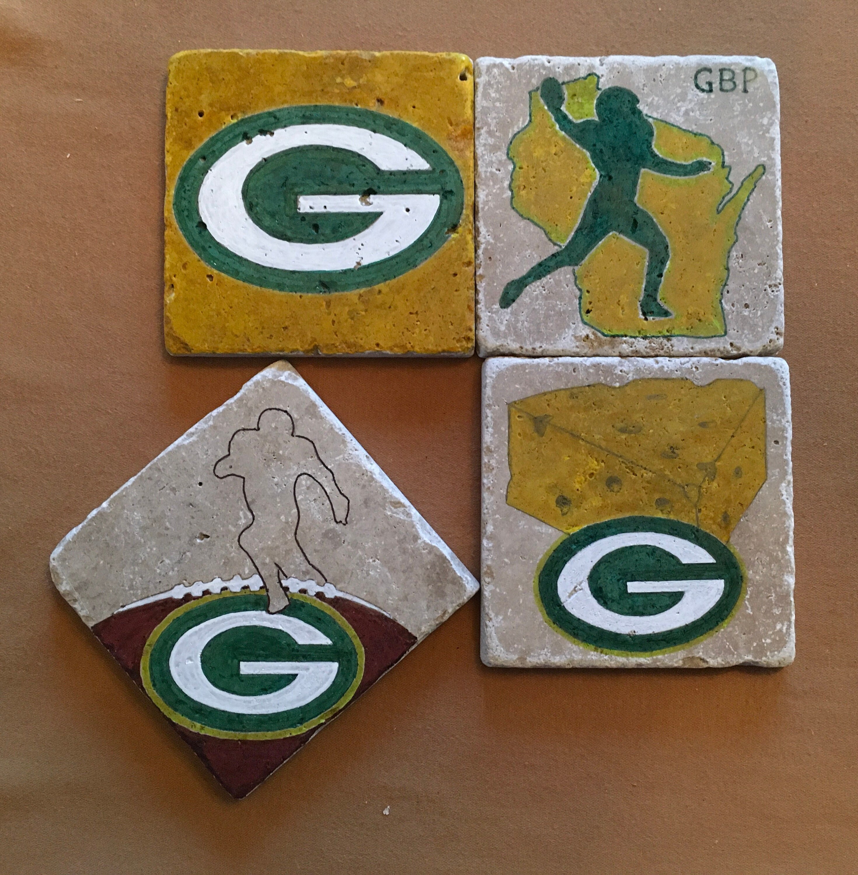 Coasters GREEN BAY PACKERS Football Stone Tile - Etsy