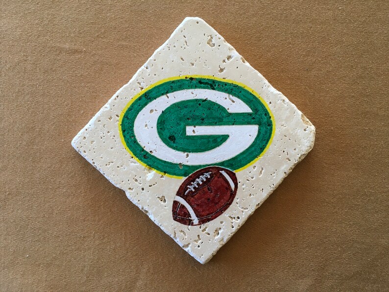 Coasters GREEN BAY PACKERS Football Stone Tile - Etsy