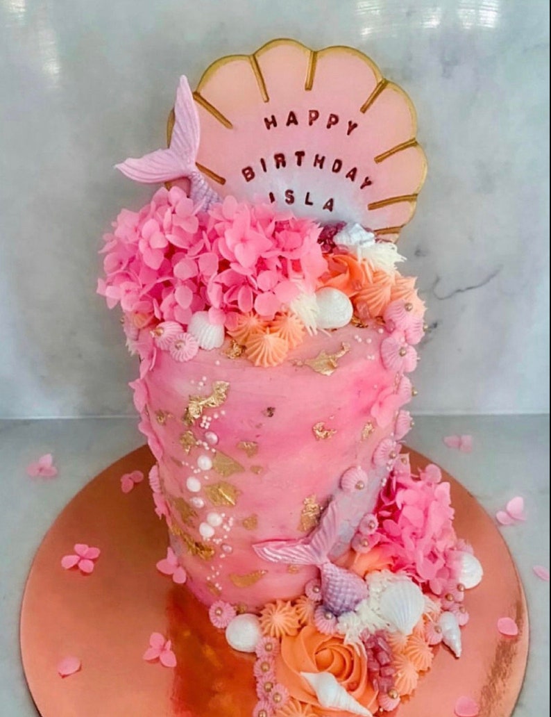 Personalised Mermaid Shell Cake Topper | Kids Birthday Cake | Mermaid ...