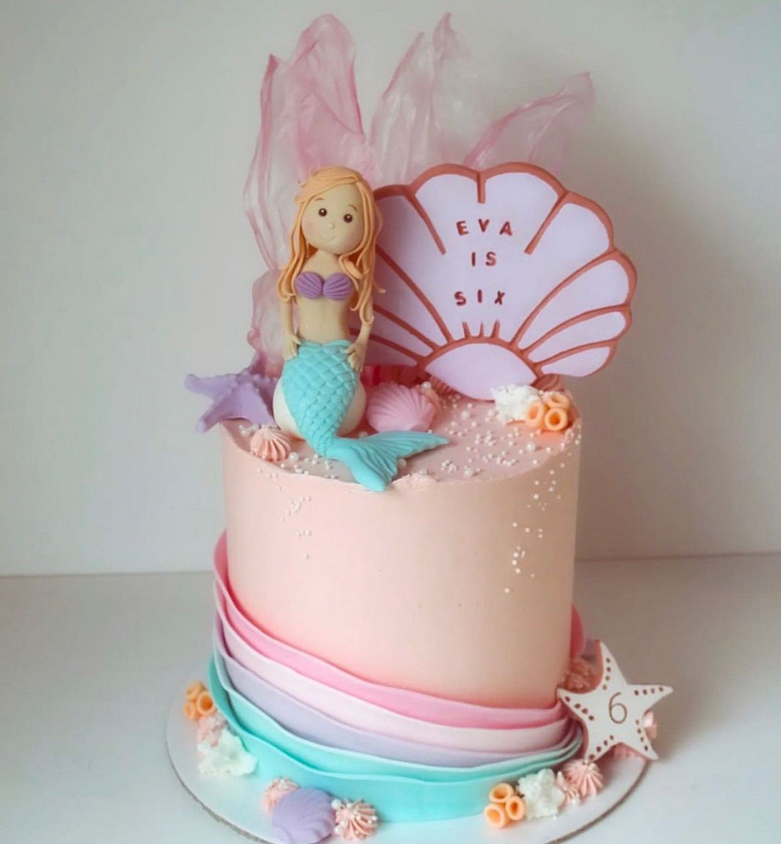 Personalised Mermaid Shell Cake Topper | Kids Birthday Cake | Mermaid ...