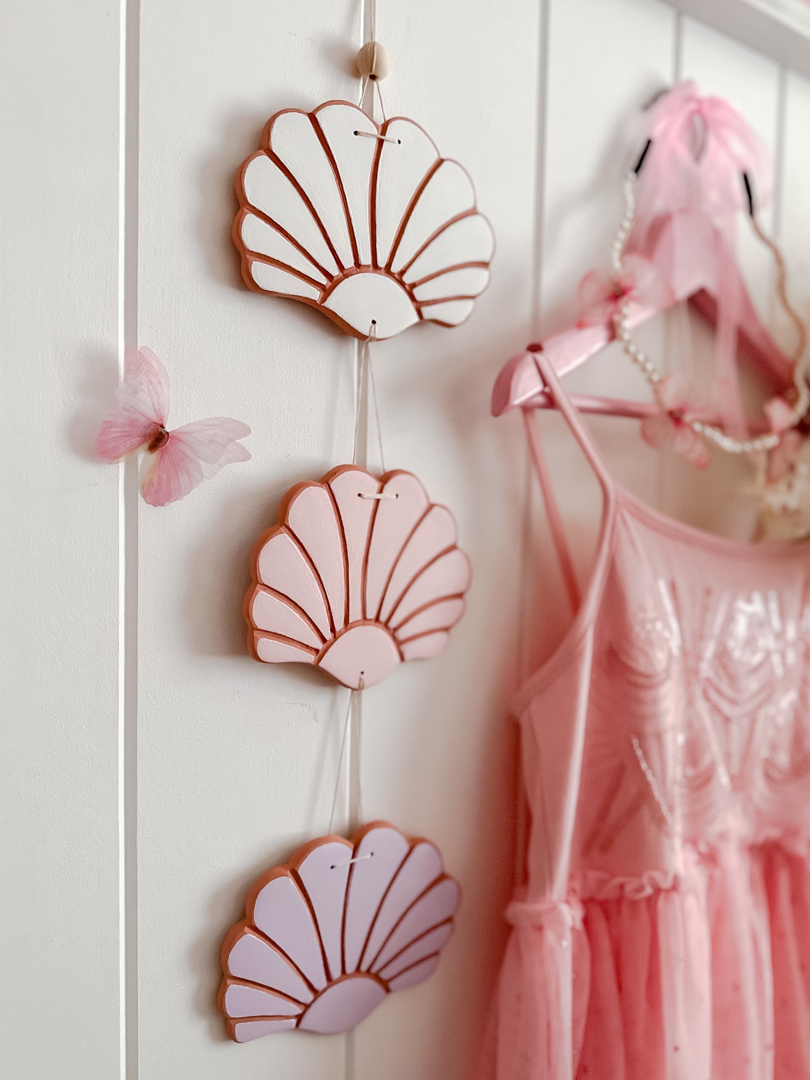 Pink and Purple Mermaid Shell Clay Wall Hanging | Mermaid Bedroom Ideas ...