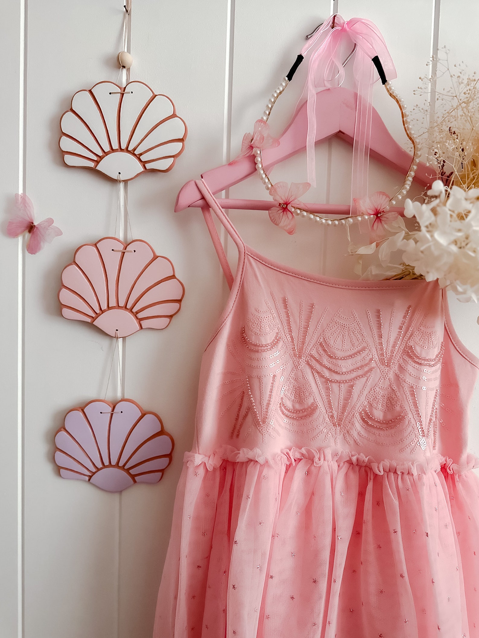 Pink and Purple Mermaid Shell Clay Wall Hanging | Mermaid Bedroom Ideas ...