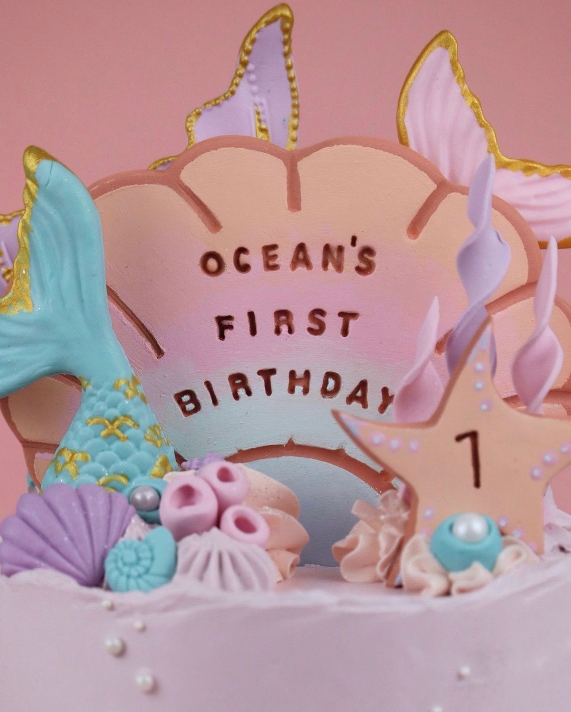 Personalised Mermaid Shell Cake Topper | Kids Birthday Cake | Mermaid ...