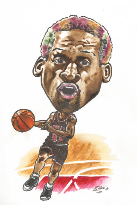 Dennis Rodman Caricature Print Unframed - Etsy