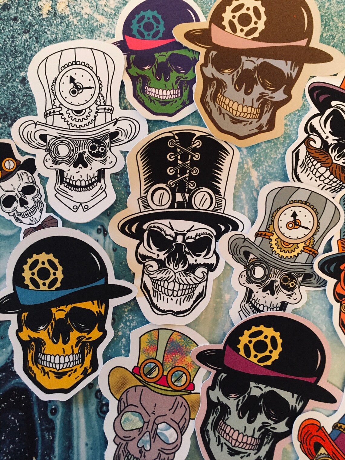 Steampunk skull sticker pack. Sugar skull stickers. Steampunk | Etsy