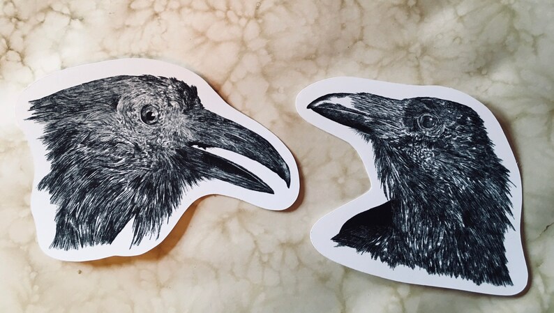 Raven stickers. Matte vinyl stickers. The Raven. Poe stickers. | Etsy