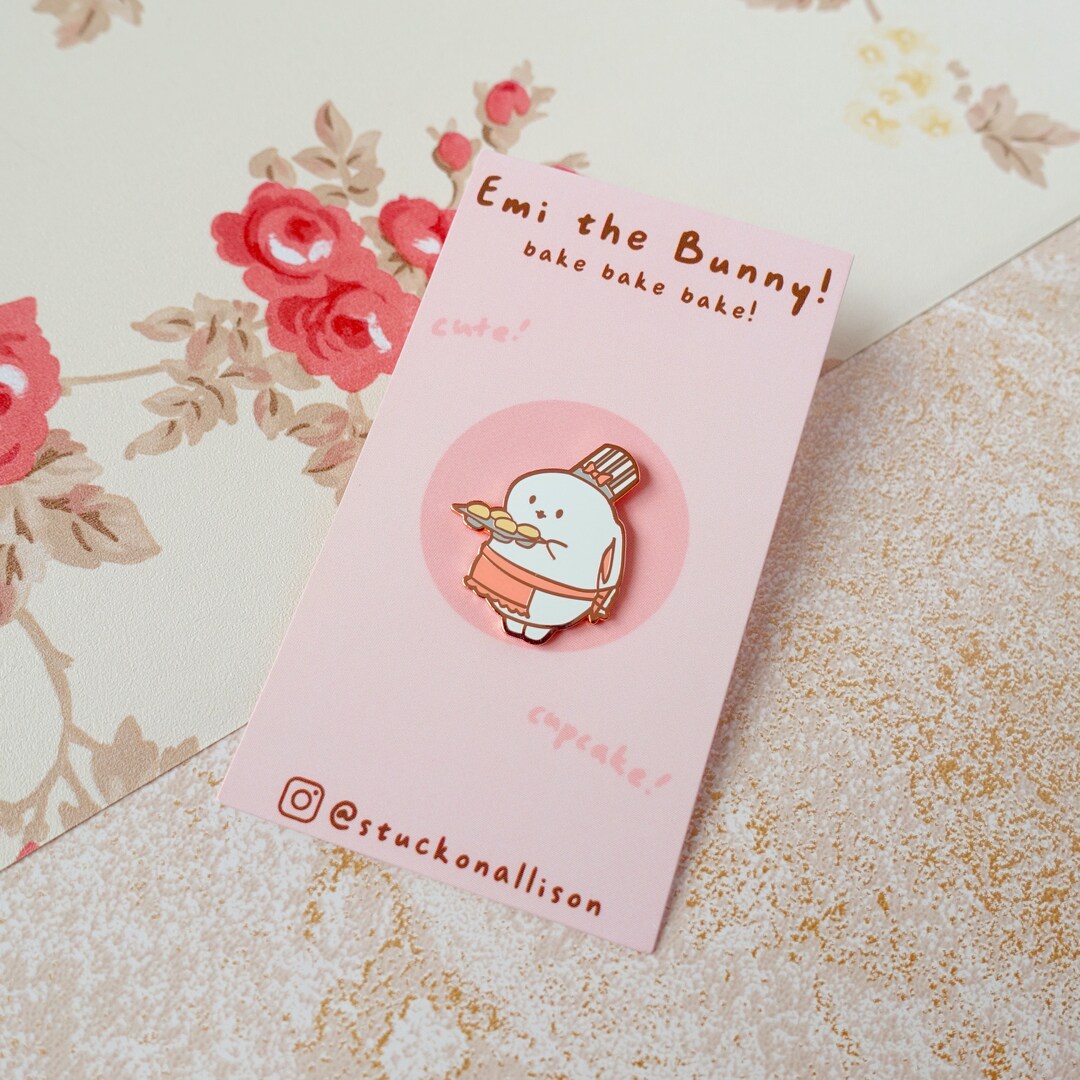 Adorable Bunny Enamel Pin | Emi the Bunny Bakes! | Hard Enamel Pin ...