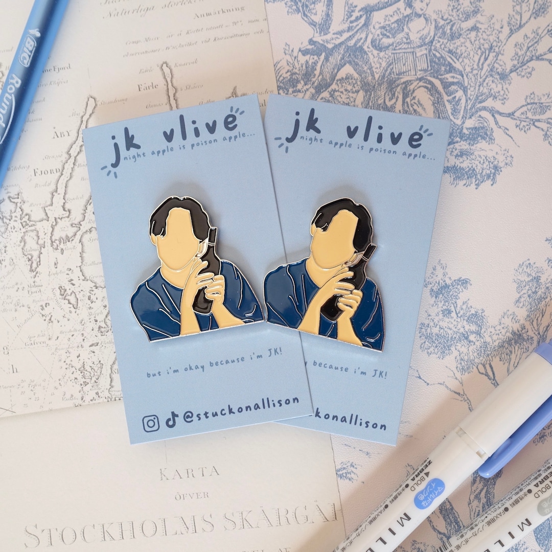 BTS Enamel Pin Jungkook Wine ASMR Vlive Soft Enamel Pin Bangtan Boys ...