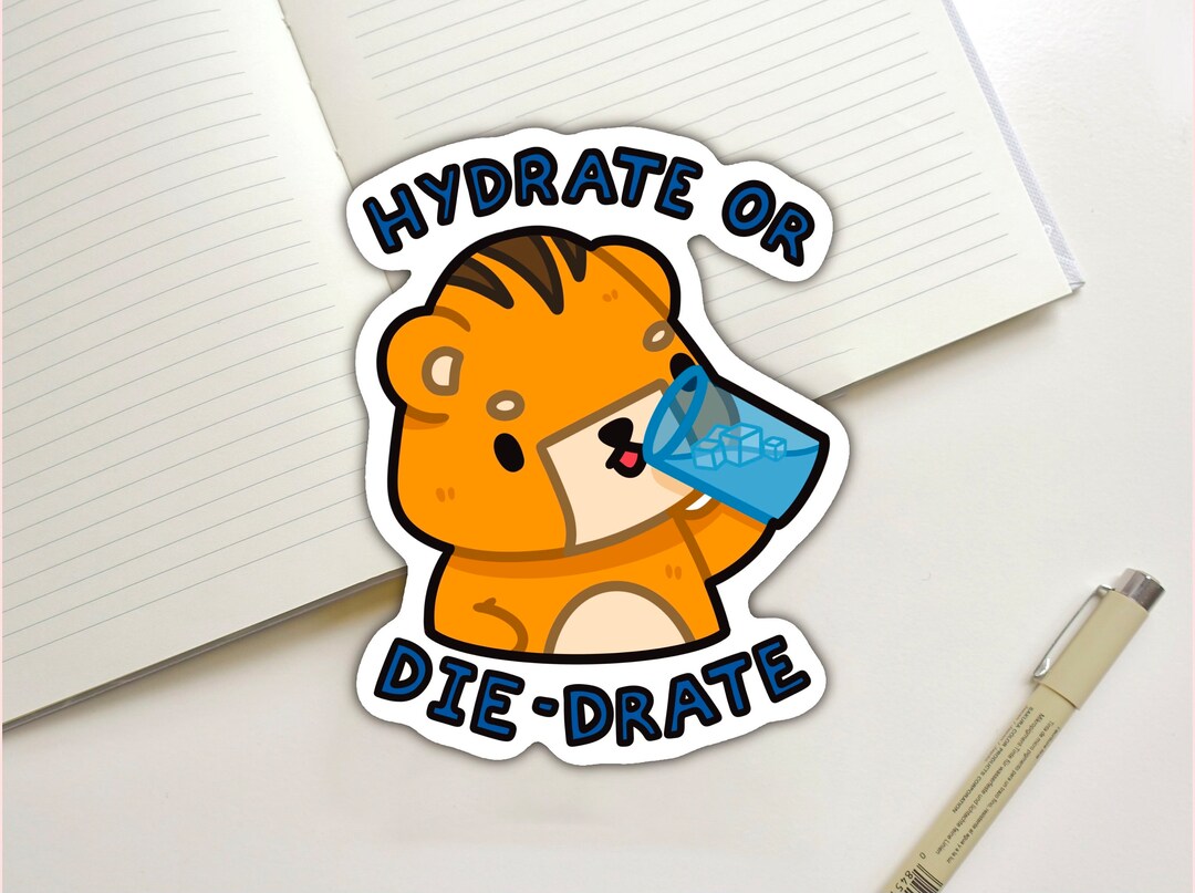Hydrate or Die-drate Vinyl Sticker Water Hydration Vinyl Sticker Kawaii ...