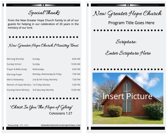 Presbyterian Church Service Program Template