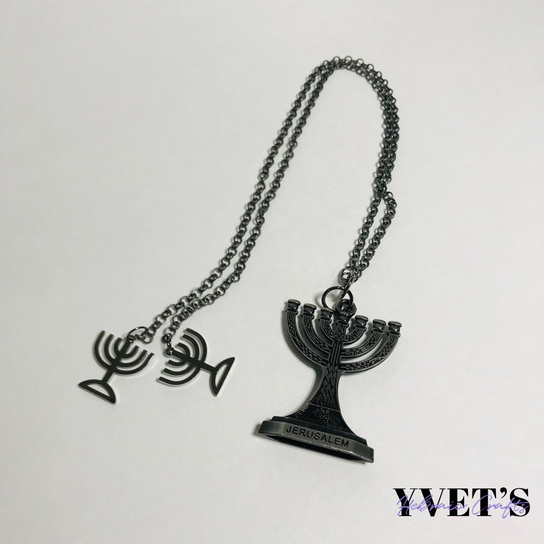Torah/ Bible Bookmark, Double Sided Antique Silver Menorah Pendant With ...