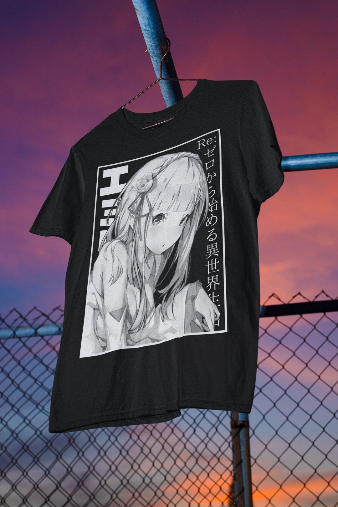 Re:zero Emilia Anime T-shirt, Japanese Manga Streetwear - Etsy